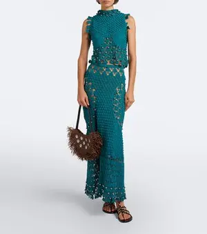Rabanne Raffia Fringed Top-handle Bag