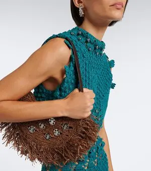 Rabanne Raffia Fringed Top-handle Bag