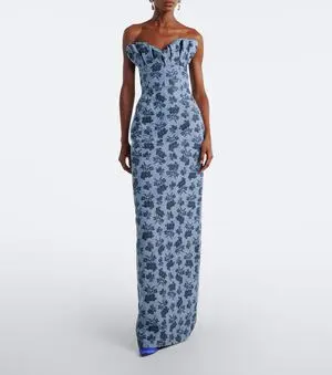 MARKARIAN Rita Floral Cotton-blend Bustier Gown
