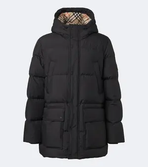 Burberry Check Hooded Down Parka - Black