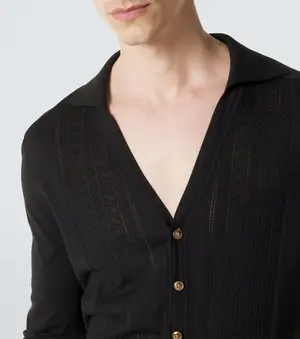 Versace Greca Silk And Cotton Cardigan