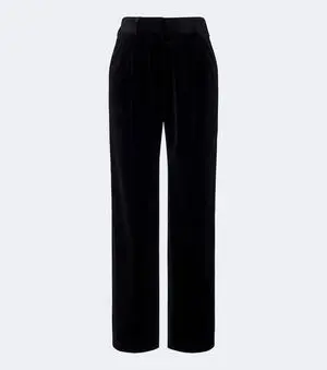 BLAZÉ MILANO Fox Pleated Cotton Velvet Straight Pants - Black
