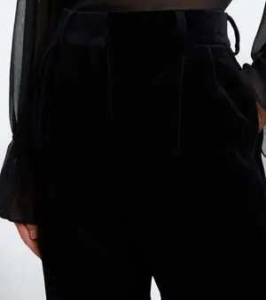 BLAZÉ MILANO Fox Pleated Cotton Velvet Straight Pants