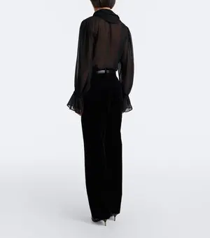 BLAZÉ MILANO Fox Pleated Cotton Velvet Straight Pants