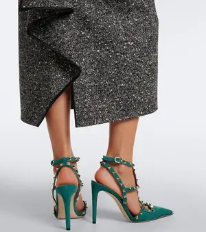 Valentino Garavani Rockstud Suede Slingback Pumps