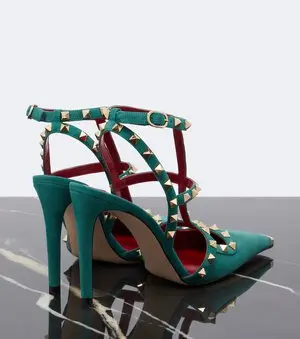 Valentino Garavani Rockstud Suede Slingback Pumps