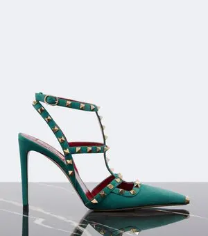 Valentino Garavani Rockstud Suede Slingback Pumps