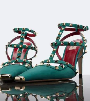 Valentino Garavani Rockstud Suede Slingback Pumps