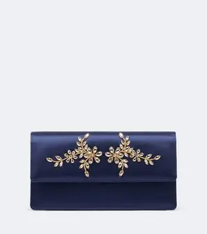 Manolo Blahnik Capripla Embellished Satin Clutch - Blue