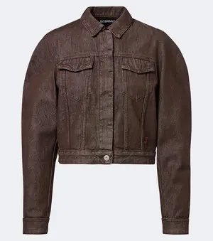 Jacquemus Ovalo Cropped Denim Jacket - Brown