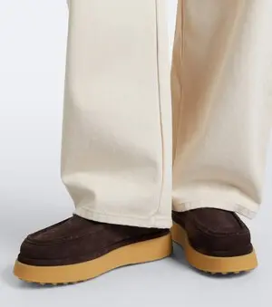 TOD'S Shearling-lined Suede Platform Mules