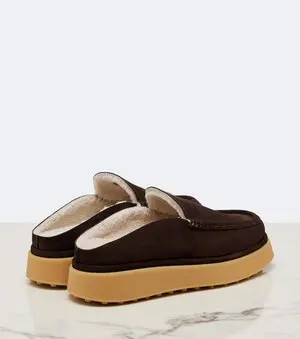 TOD'S Shearling-lined Suede Platform Mules