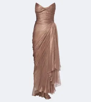 MARIA LUCIA HOHAN Heidi Pleated Silk Bustier Gown - Pink