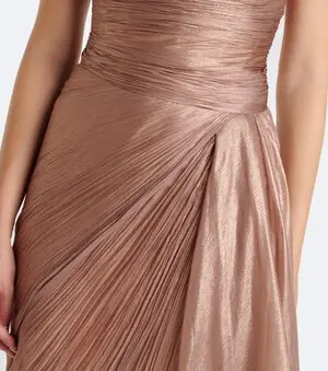MARIA LUCIA HOHAN Heidi Pleated Silk Bustier Gown - Pink