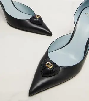 Valentino Garavani Cœur Royal Leather Pointed Toe Pumps
