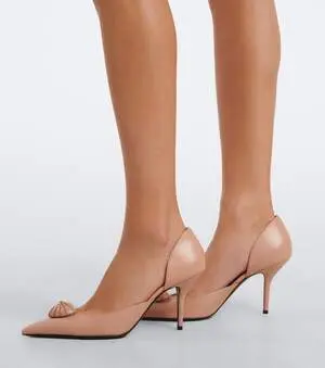 Valentino Garavani Cœur Royal Leather Pointed Toe Pumps - Pink