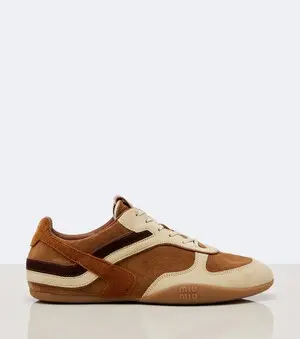 Miu Miu Paneled Suede Sneakers