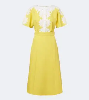 Valentino Garavani Embroidered Linen Midi Dress - Yellow