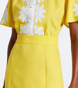 Valentino Garavani Embroidered Linen Midi Dress