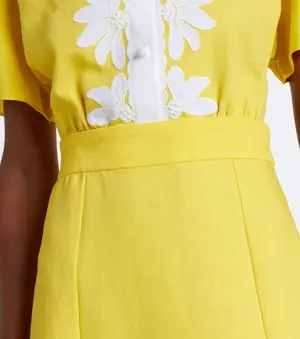 Valentino Garavani Embroidered Linen Midi Dress