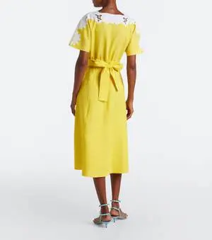 Valentino Garavani Embroidered Linen Midi Dress