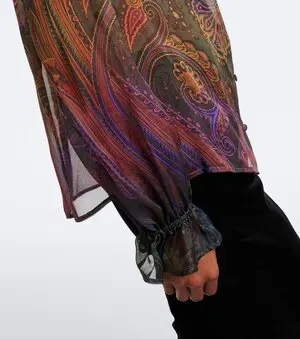Etro Paisley Ruffled Silk Chiffon Shirt