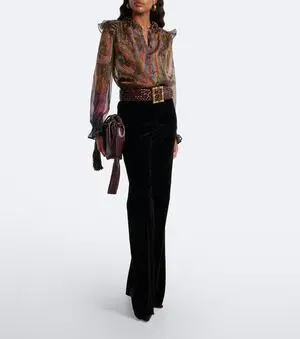 Etro Paisley Ruffled Silk Chiffon Shirt
