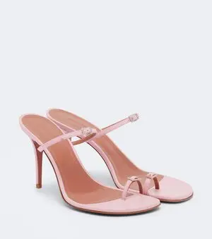 Amina Muaddi Adut Embellished Leather Sandals - Pink