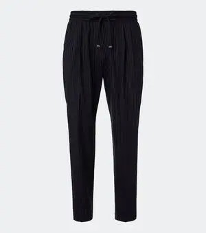 Dolce & Gabbana Pinstripe Wool-blend Straight Pants - Blue
