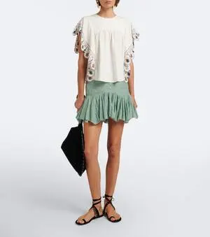 MARANT ETOILE Marlie Embroidered Ruffled Blouse