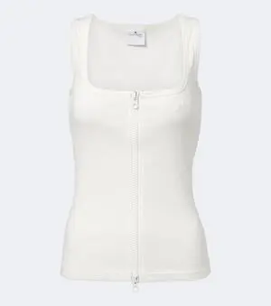 COURREGES Ribbed-knit Cotton Zip-up Tank Top