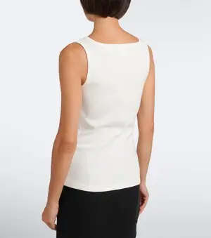 COURREGES Ribbed-knit Cotton Zip-up Tank Top