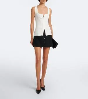 COURREGES Ribbed-knit Cotton Zip-up Tank Top