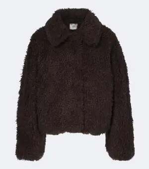 Vince Cropped Bouclé Blouson Jacket - Brown