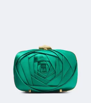 ROGER VIVIER Rose Vivier Satin Clutch - Green