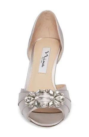 Nina Charisa Open Toe Pump With Crystal Embellishment