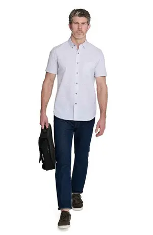W.R.K Slim Fit Micro Diamond Reworked Short Sleeve Button-down Shirt