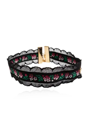 Chloé Folk' Necklace With Floral Motif - Black