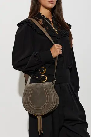 Chloé Marcie Suede Shoulder Bag - Grey