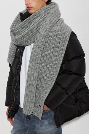 Dsquared2 Wool Scarf With Sewn-in Logo