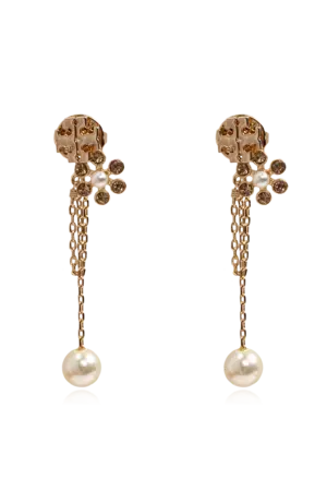 Tory Burch Earrings With Logo - Gold