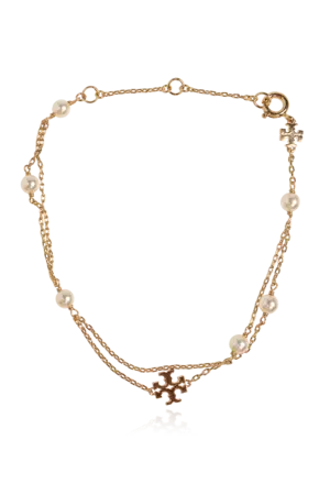 Tory Burch Bracelet With Glass Pearls - Gold