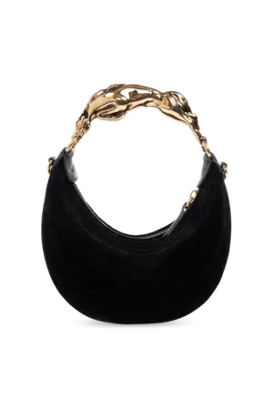Chloé Chloé Velvet Horse Small Bag With Gold Tone Handle Black