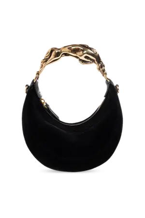 Chloé Velvet Horse Small Bag With Gold Tone Handle - Black