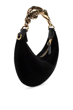 Chloé Velvet Horse Small Bag With Gold Tone Handle - Black