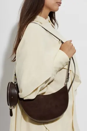Kate Spade New York Duo" Suede Crescent Shoulder Bag - Brown