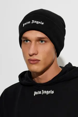 Palm Angels Cotton Beanie With Embroidered Logo