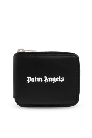 Palm Angels Leather Wallet With Logo - Black