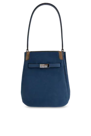 Tory Burch Tory Burch "Lee" Leather Shoulder Bag With Turn Lock Clasp Blue