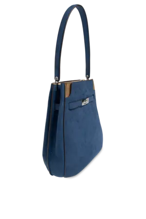 Tory Burch Lee" Leather Shoulder Bag With Turn Lock Clasp - Blue